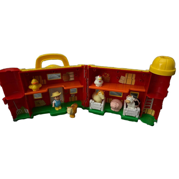 Blue Box Toys | Toys | Vintage Blue Box Toys Barn Wfarmer Horse Cow ...